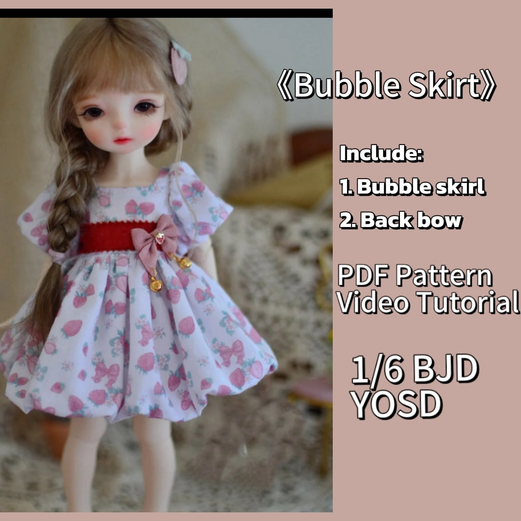 果果 1/6 BJD Doll Dress Pattern - Bubble Skirt - no seam allowance ...