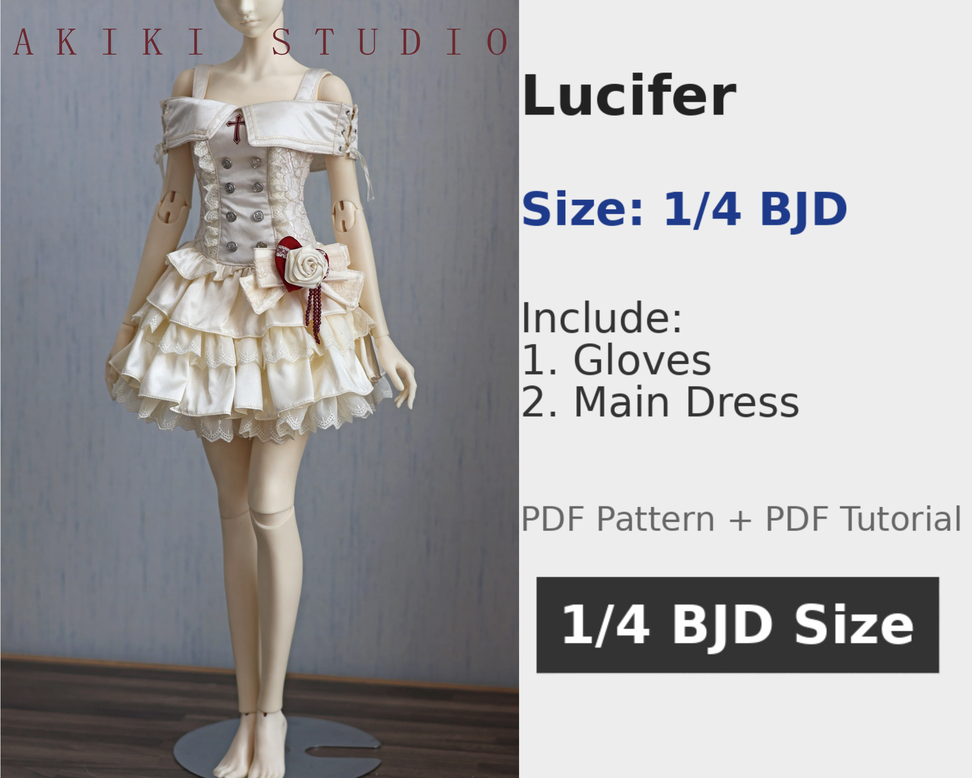阿吉 BJD 1/4 BJD DOLL Clothes Patterns Lucifer – Soromo’s Doll Supply